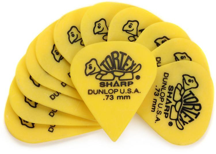 Dunlop Tortex Sharp Guitar Picks - .73mm Yellow (12-pack) | Sweetwater