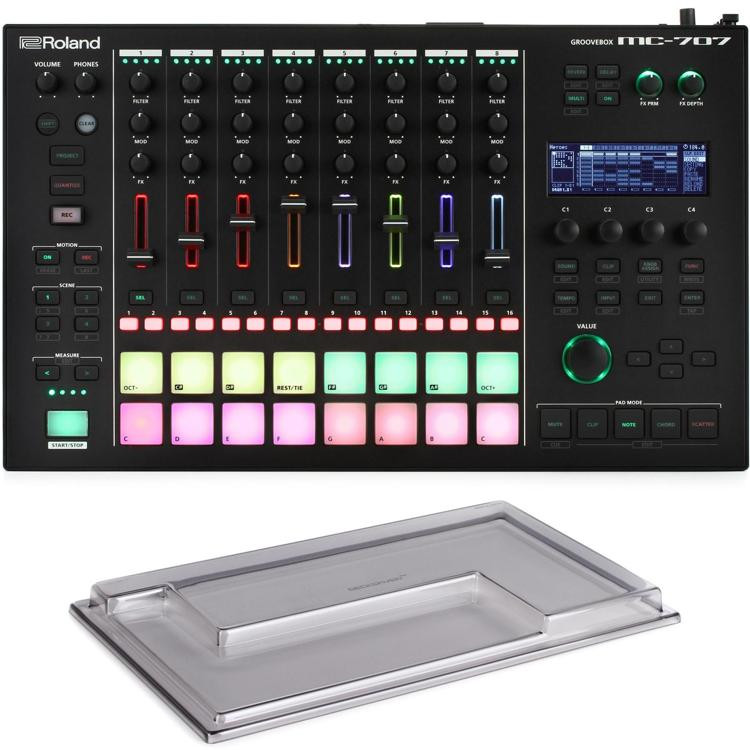 Roland MC-707 8-track Groovebox with Decksaver Cover | Sweetwater