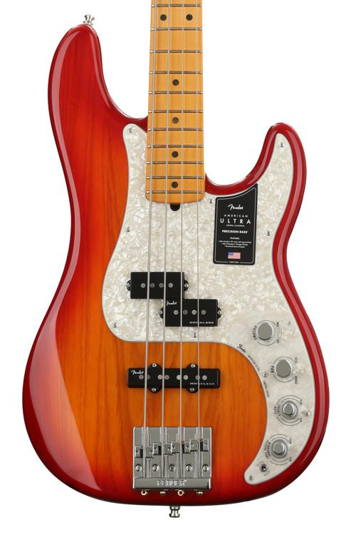 Fender American Ultra Precision Bass - Plasma Red Burst with Maple ...