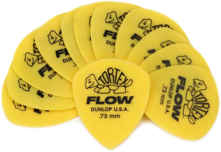 Dunlop Tortex Flow Guitar Picks - .73 mm Yellow (12-pack) | Sweetwater