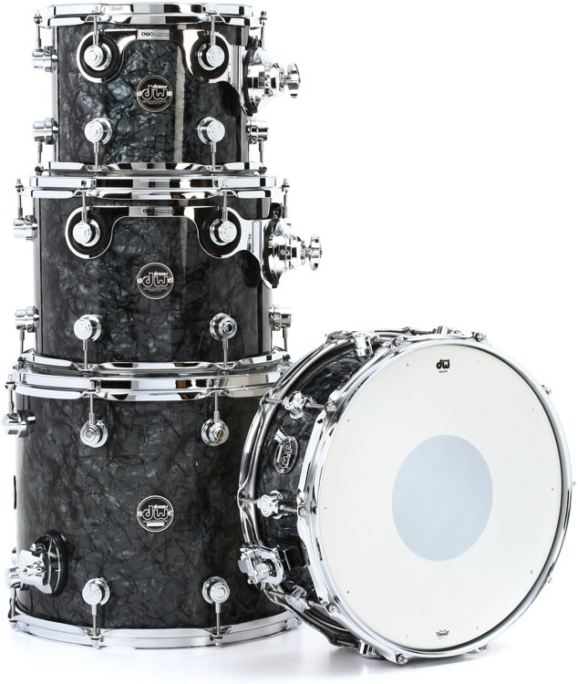 DW Performance Series 4-Piece Tom/Snare Pack - Black Diamond Finish Ply ...