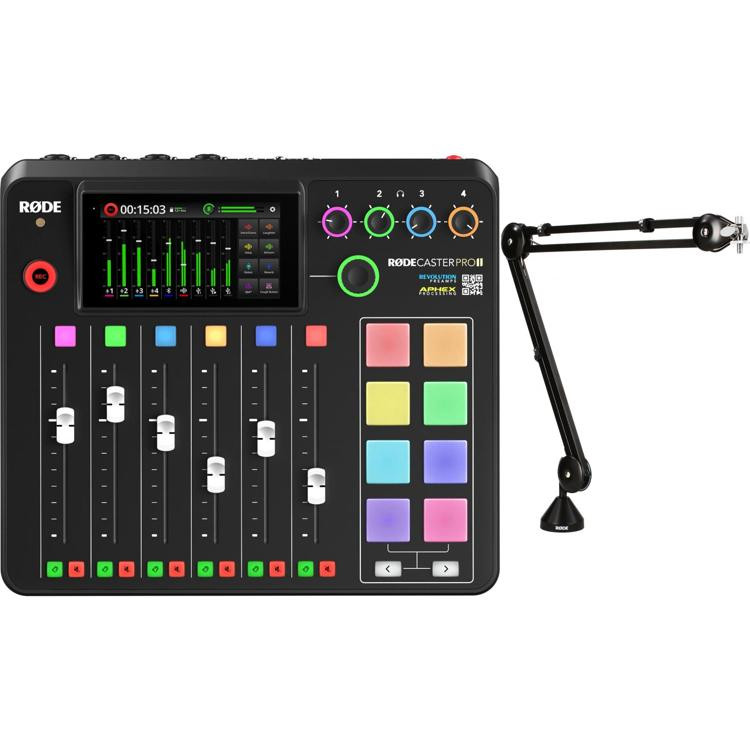 Rode Rodecaster Pro II Podcast Production Console with Boom Arm ...