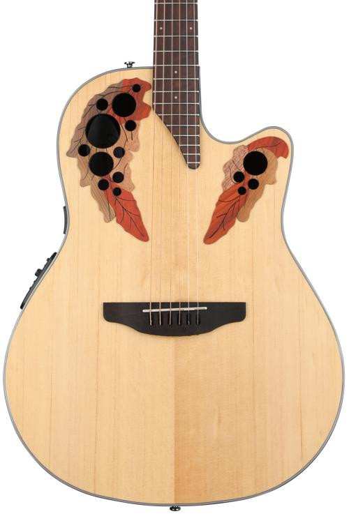 Ovation Elite Celebrity Mid-Depth Acoustic-Electric Guitar - Natural ...