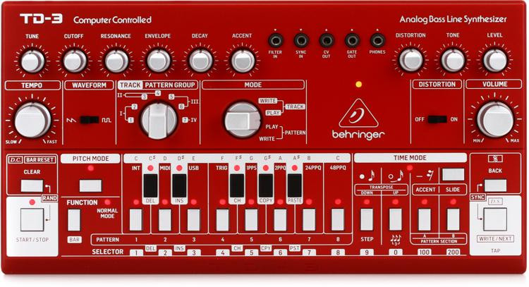 Behringer TD-3-RD Analog Bass Line Synthesizer - Red | Sweetwater