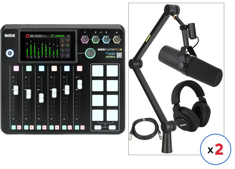 Rode Rodecaster Pro II and SM7B 2 Person Podcasting Bundle | Sweetwater
