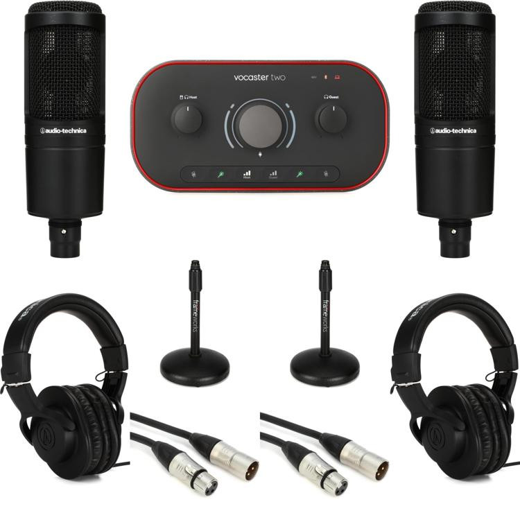 Focusrite Vocaster 2 and AT2020 Desktop Two-host Podcast Bundle ...
