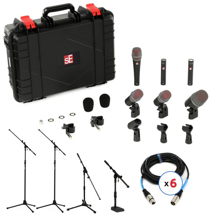sE Electronics V Pack Club Drum Microphone Bundle with Stands and ...