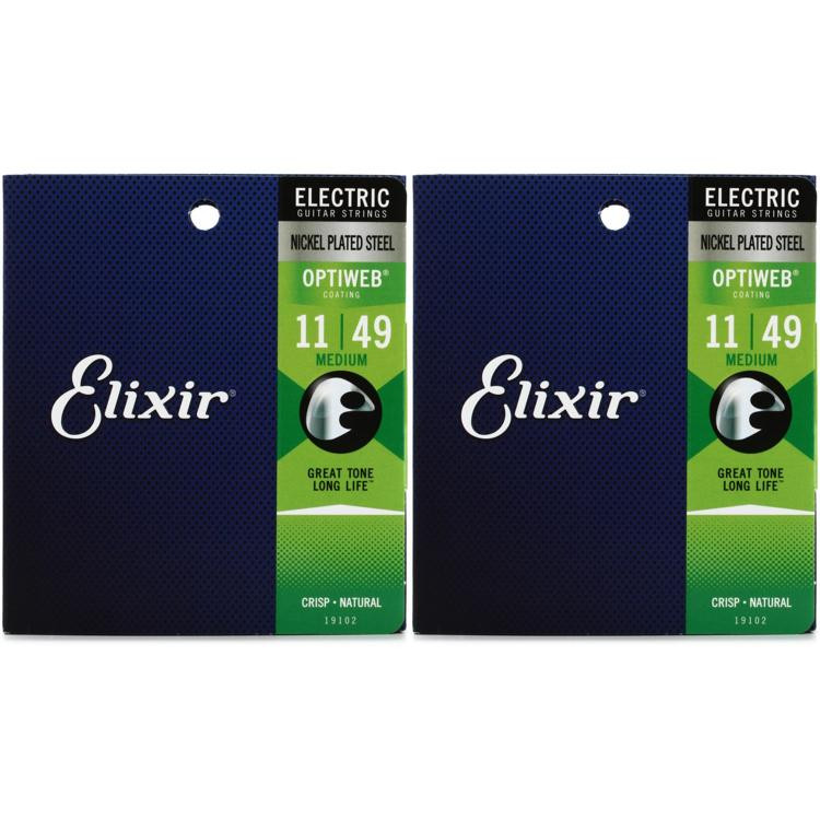 Elixir Strings 19102 Optiweb Electric Guitar Strings - .011-.049 Medium (2-pack) | Sweetwater