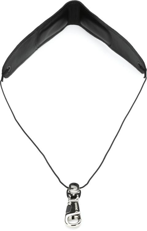 D'Addario DWLSBK-LG Leather Padded Saxophone Strap - Large, Black ...