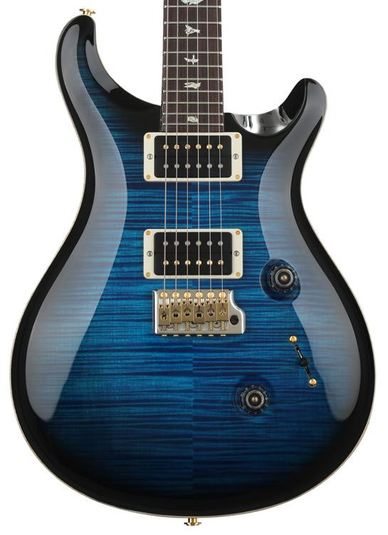 PRS Custom 24 10-Top - River Blue Smokeburst w/ Pattern Regular Neck ...