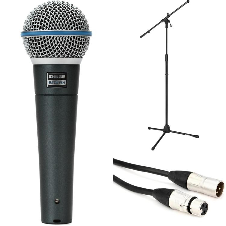 Shure Beta 58A Handheld Microphone with Stand and Cable | Sweetwater