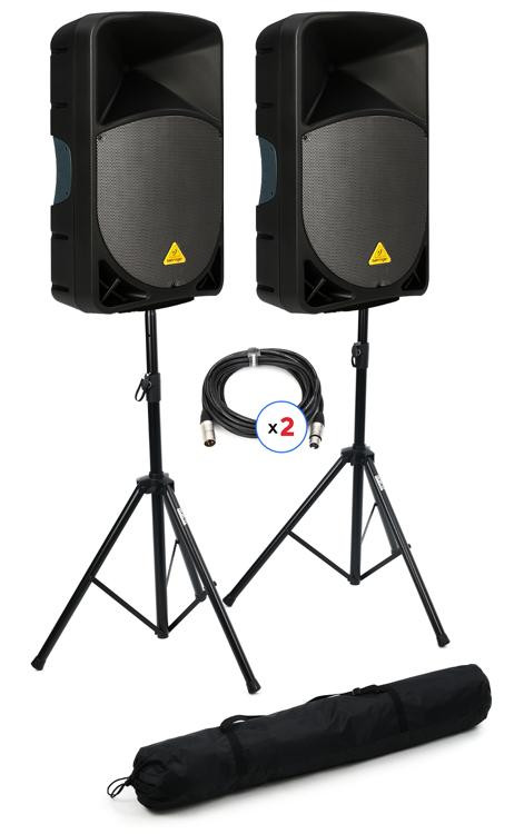 Behringer Eurolive B115D 1000W 15 inch Powered Speaker (Pair) and Stand ...