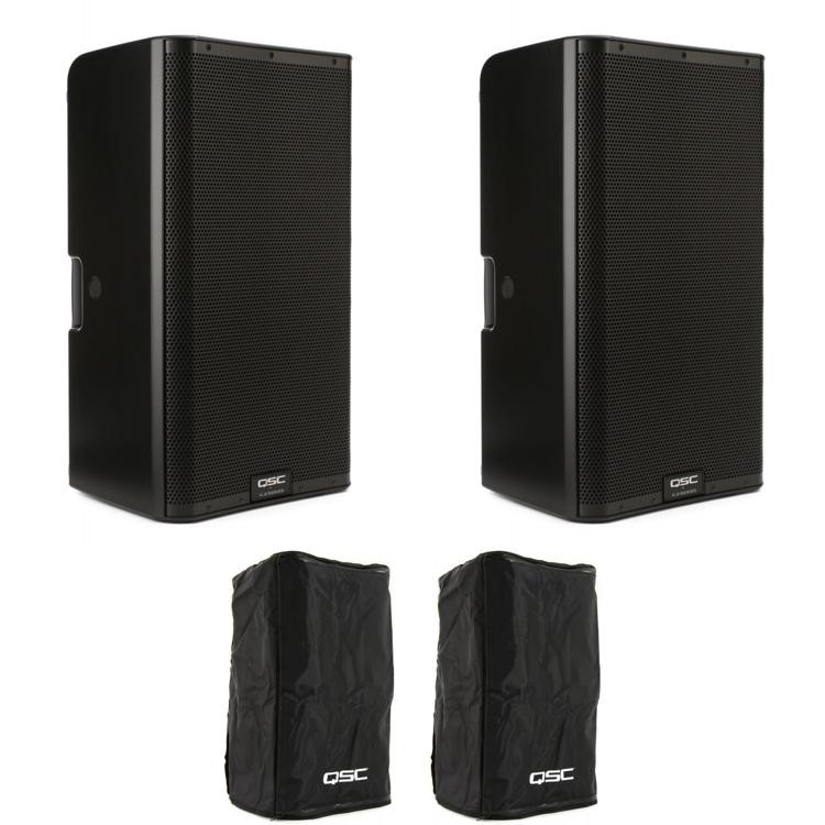QSC K12.2 2000W 12 inch Powered Speaker Pair WIth Covers | Sweetwater