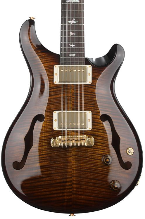 PRS Hollowbody 12-string Electric Guitar - Black Gold Wrap Burst 10-Top ...