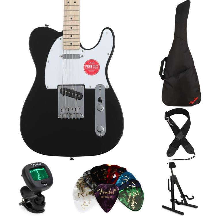 Squier Sonic Telecaster Electric Guitar Essentials Bundle - Black ...
