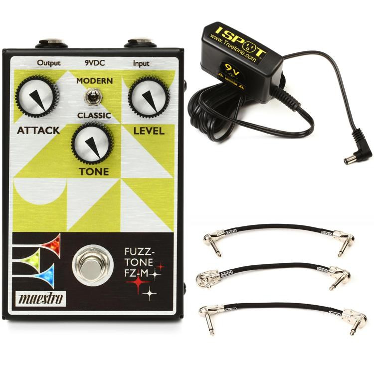Maestro Fuzz-Tone FZ-M Fuzz Pedal with Power Adapter and 3 Patch Cables ...