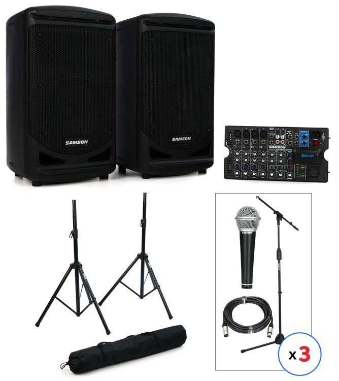 Samson Expedition XP800 8-channel 800W Portable PA 3 Person Bundle ...