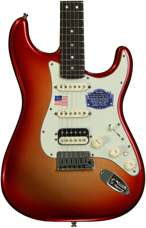 Fender American Deluxe Stratocaster HSS Shawbucker - Sunset Metallic ...