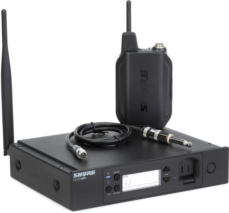 Shure GLXD14R+ Digital Wireless Rackmount Bodypack System with WA302 Guitar Cable | Sweetwater