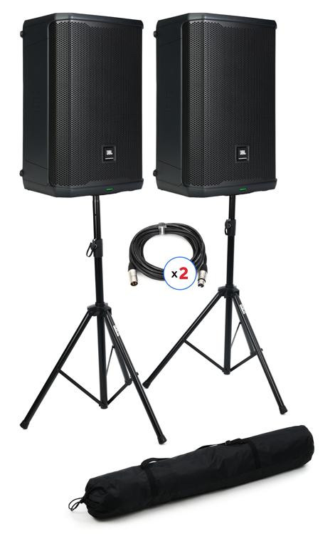 JBL PRX908 8-inch Powered Loudspeaker Pair Stand Bundle | Sweetwater
