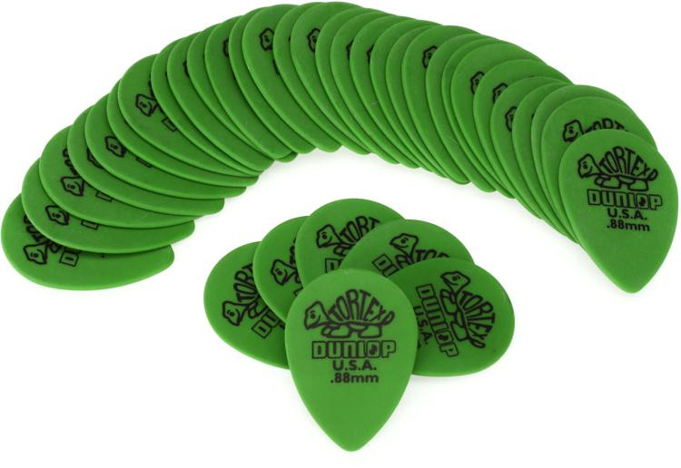 Dunlop Tortex Small Teardrop Guitar Picks - .88mm Green (36-pack ...