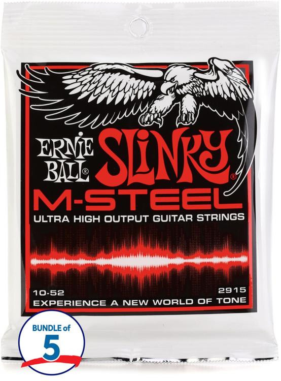 Ernie Ball 2915 Skinny Top Heavy Bottom Slinky M-Steel Electric Guitar Strings - .010-.052 (5 ...