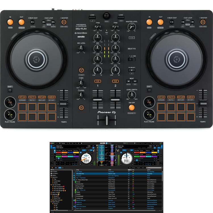 Pioneer DJ DDJ-FLX4 2-deck DJ Controller and Serato DJ Pro Software ...