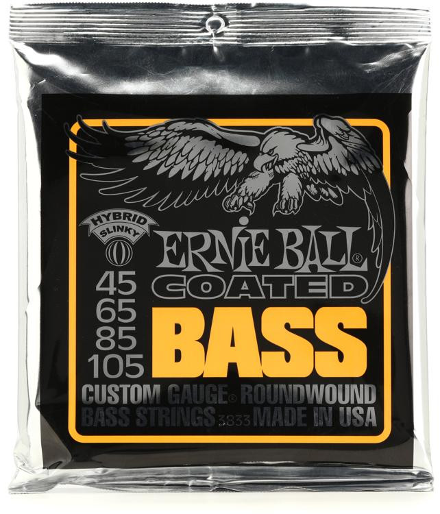 Ernie Ball 3833 Hybrid Slinky Coated Electric Bass Guitar Strings ...