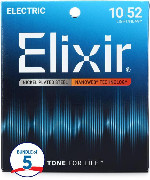 Elixir Strings 12077 Nanoweb Electric Guitar Strings - .010-.052 Light ...