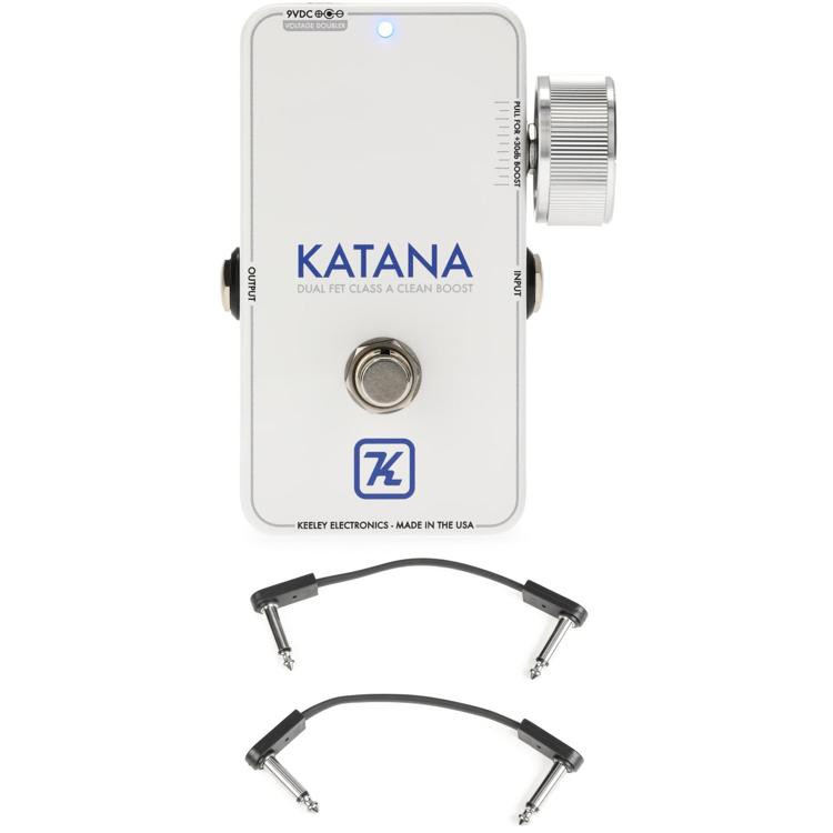Keeley Katana Clean Boost Pedal with 3 Patch Cables - Throwback White ...