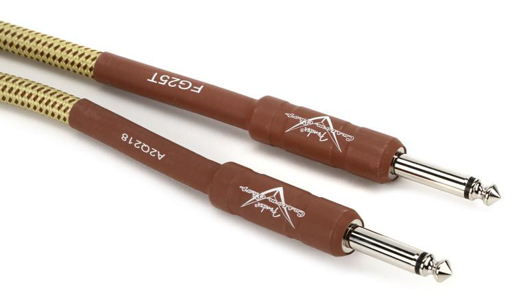 Fender 25' Custom Shop Guitar Cable - Tweed, Straight | Sweetwater