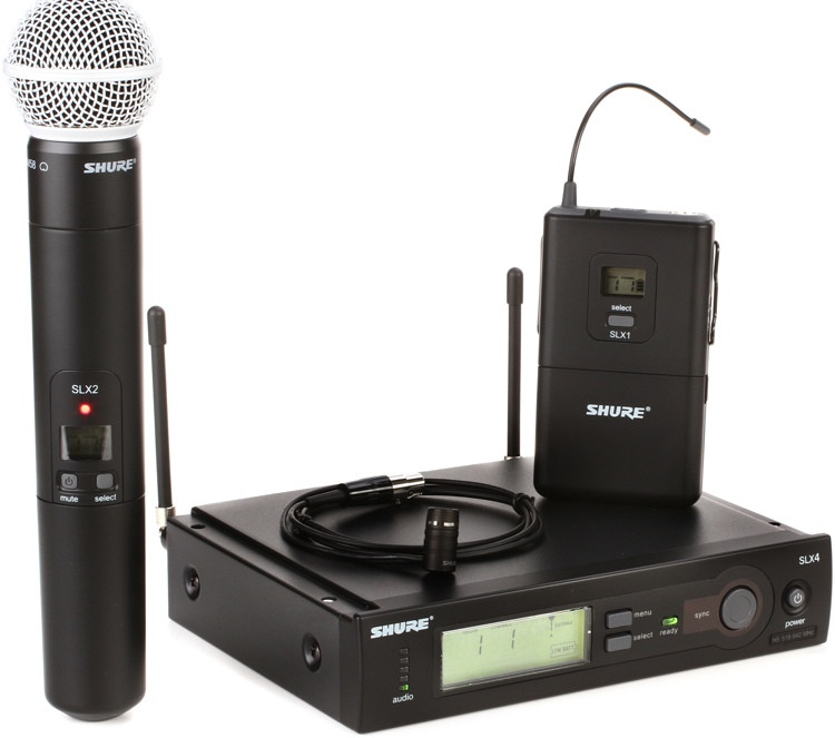 Shure SLX124/85/SM58 Combo Wireless System with Handheld and Lavalier Microphones - H5 Band ...