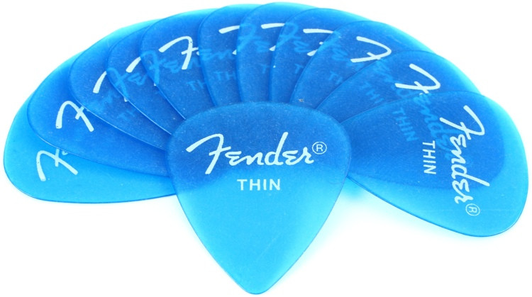 Fender California Clear Picks 12-pack - Thin Lake Placid Blue | Sweetwater