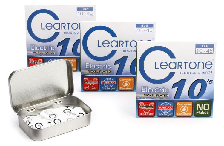 Cleartone 9410 EMP Electric Guitar Strings - 3-pack with 50pc Pick Tin ...