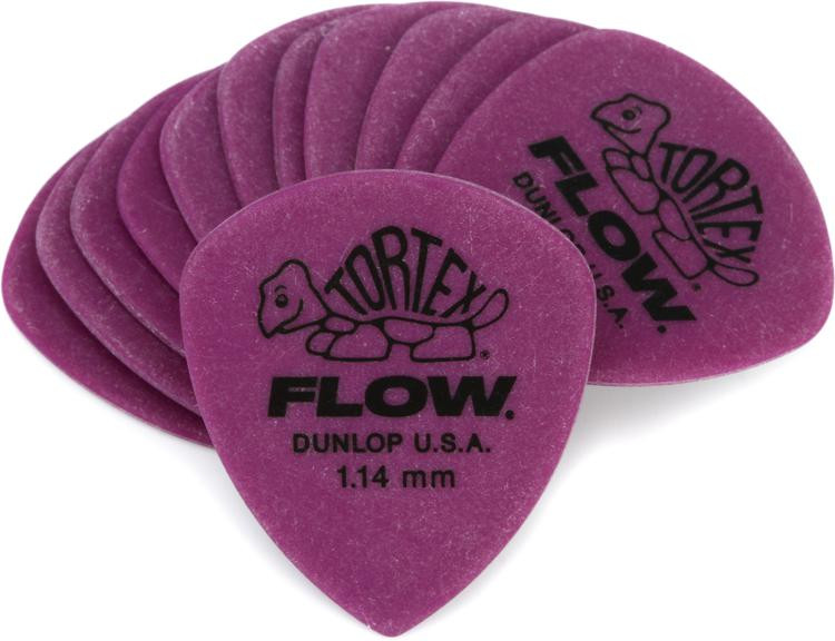 Dunlop Tortex Flow Guitar Picks - 1.14mm Purple (12-pack) | Sweetwater