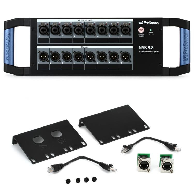 PreSonus NSB8.8 AVB Networked Stage Box and Rack Mount Kit Bundle ...
