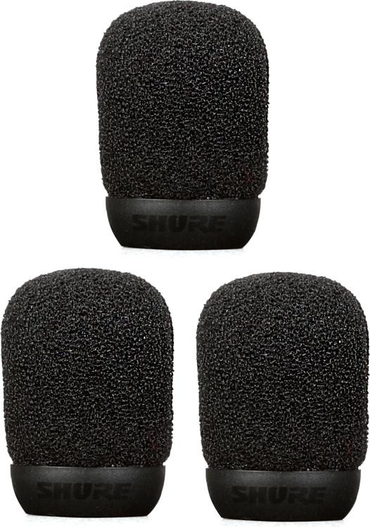 Shure UniPlex Lavalier Microphone Windscreen - Black (3-pack) | Sweetwater