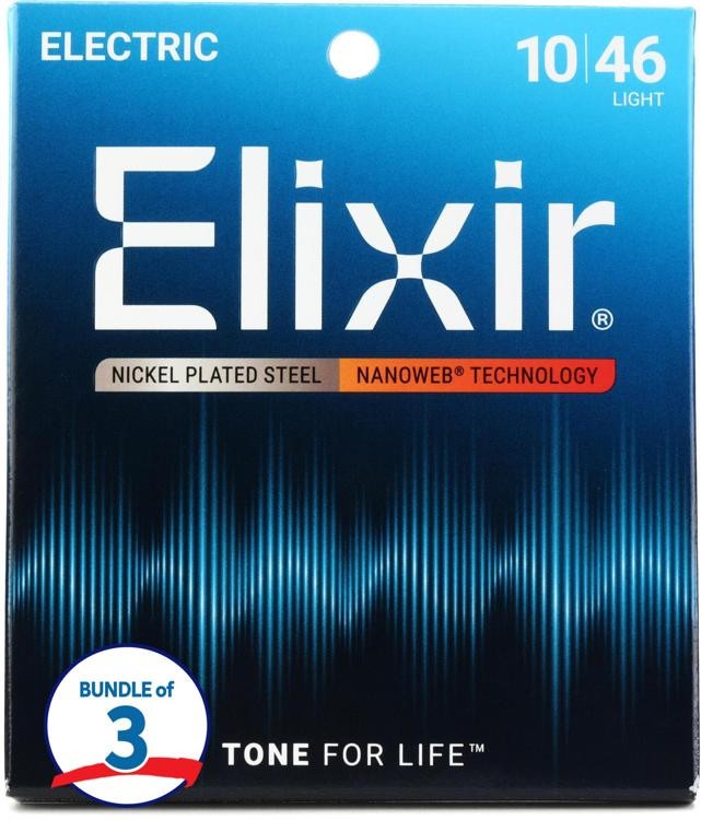 Elixir Strings 12052 Nanoweb Electric Guitar Strings - .010-.046 Light ...
