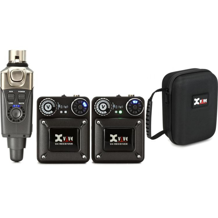 Xvive U4R2 Wireless In-Ear Monitoring System with 2 Receivers and Case ...