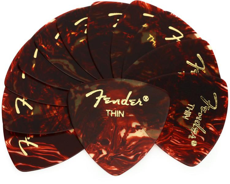 Fender 346 Shape Classic Celluloid Picks - Thin Tortoise Shell 12-pack ...