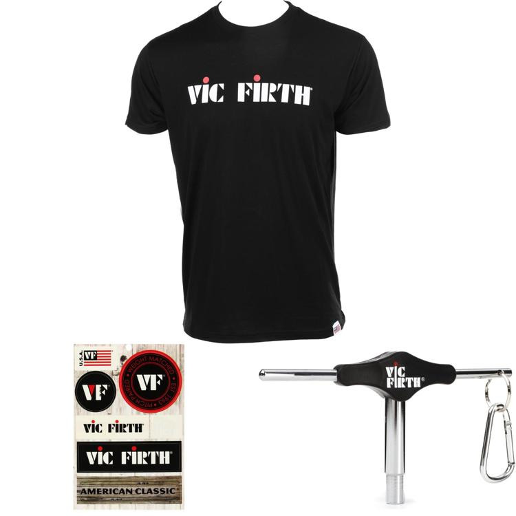 Vic Firth Black Classic Logo T-shirt Gift Bundle - Small | Sweetwater