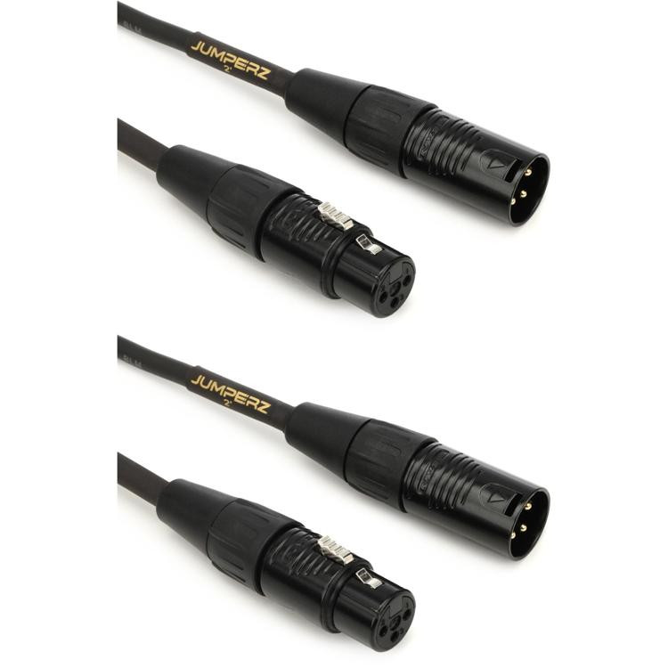 JUMPERZ JGM-2 Gold Microphone Cable - 2 foot (2-Pack) | Sweetwater