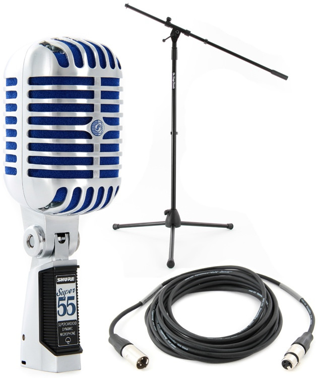 Shure Super 55 Deluxe with Boom Stand & Pro Co Cable - Mic Month Bundle ...
