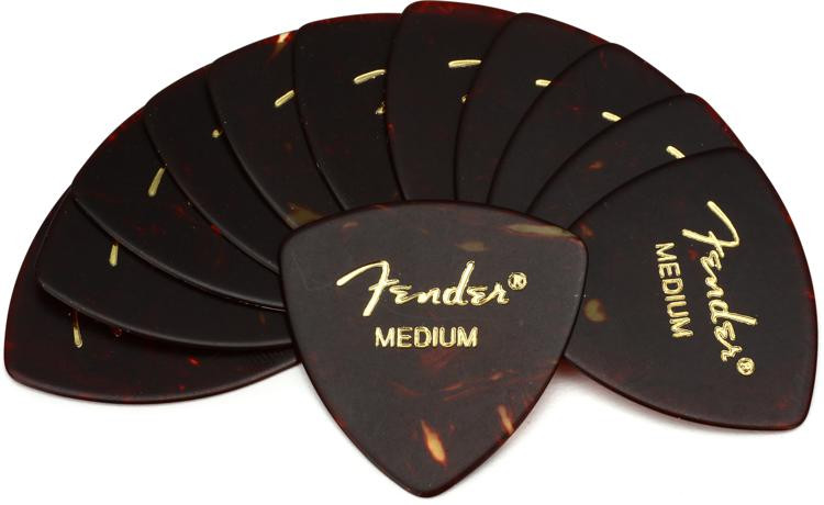 Fender 346 Shape Classic Celluloid Picks - Medium Tortoise Shell 12 ...