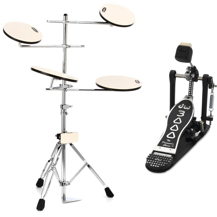 DW DWCPPADTS5 Practice Pad Set with Stand and 3000 Series Kick Pedal ...