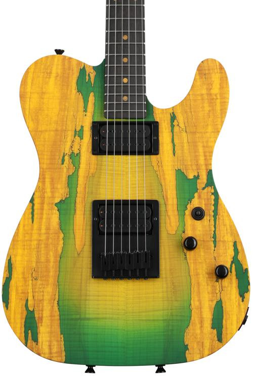 Schecter USA PT Custom HH Electric Guitar - Yellow and Green Stained ...