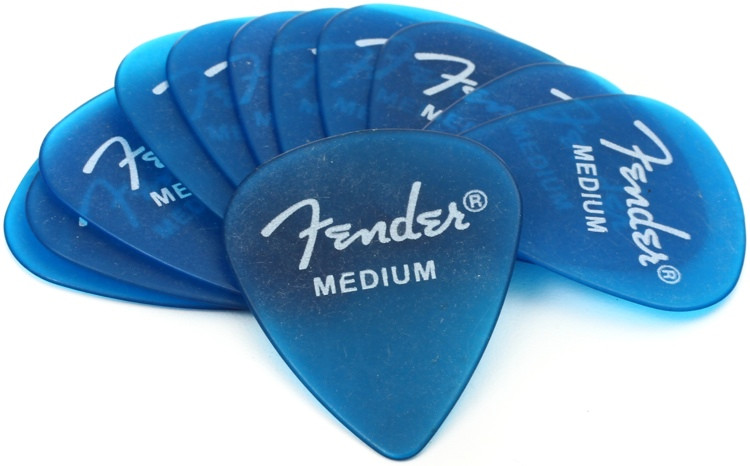 Fender California Clear Picks 12-pack - Medium Lake Placid Blue ...