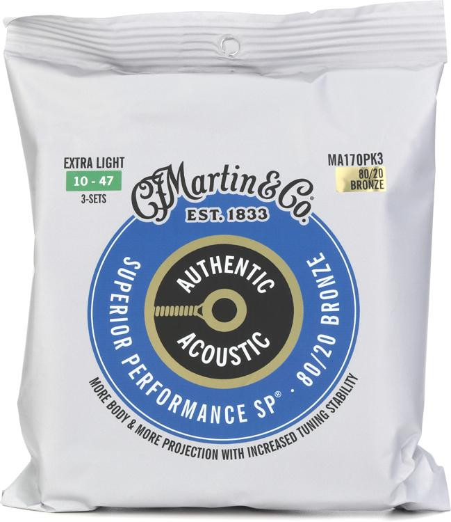 Martin Authentic Superior Performance Acoustic Guitar Strings - 80/20 ...