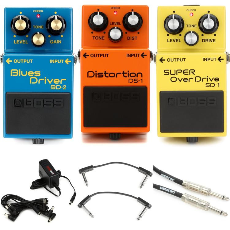Boss Drive Pedals Pack with Power Supply | Sweetwater
