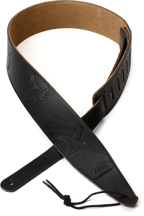 Gretsch Falcon Logo Leather Strap - Black | Sweetwater